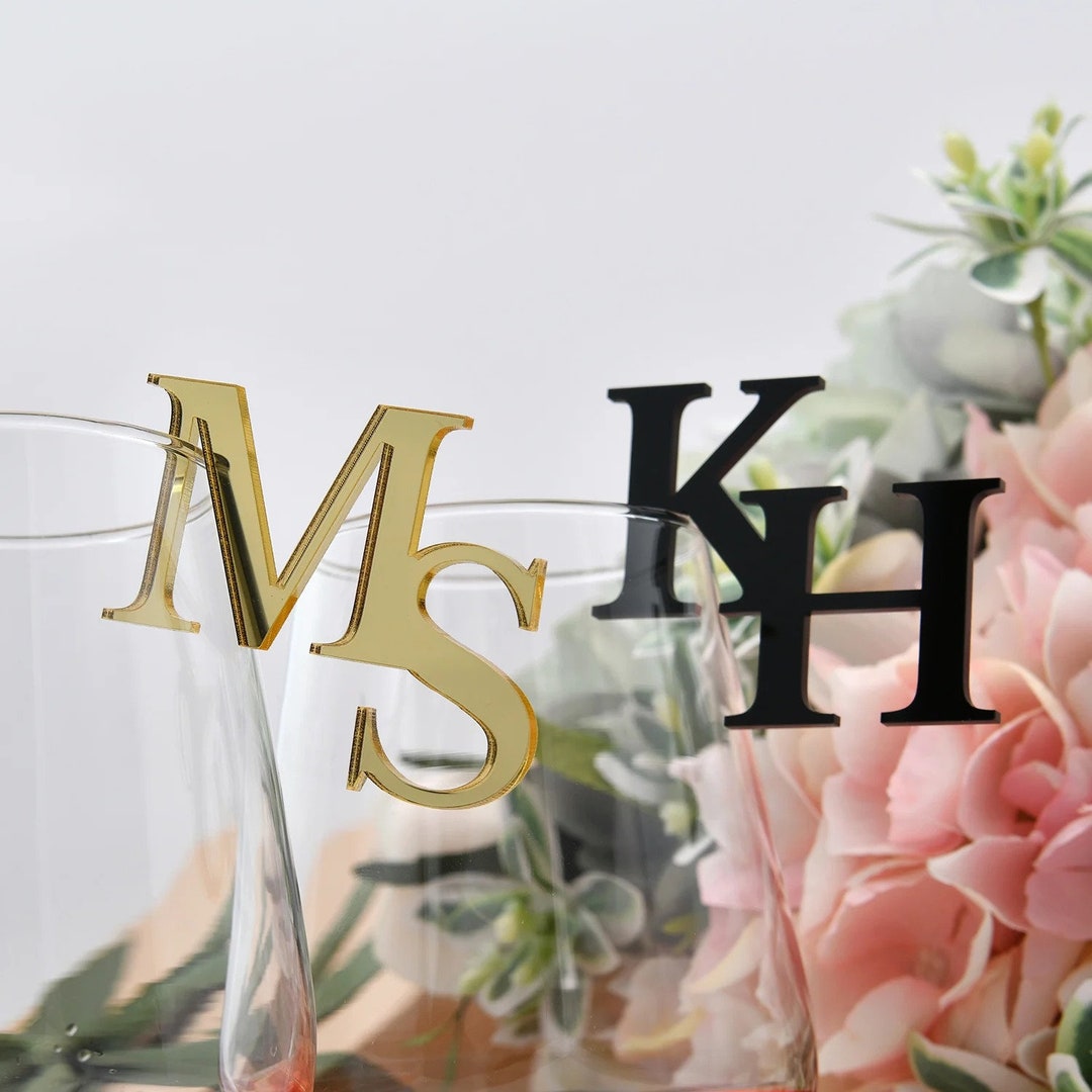 Personalized Acrylic Logo Initial Wedding Tag Drink Glass Pendant ...