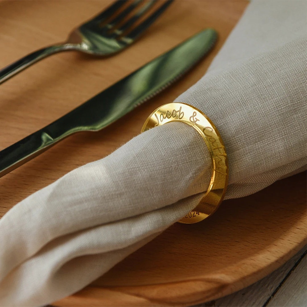 Personalized Napkin Ring, Acrylic Names, Wood Cut Ring Shape, Wedding ...