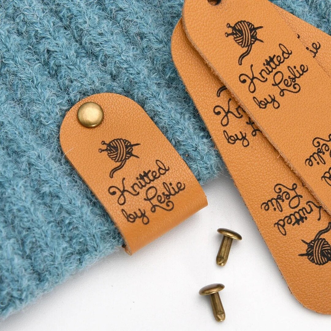 Knitting Labels, Leather Crochet Labels, Custom Tags, Leather Knitting ...