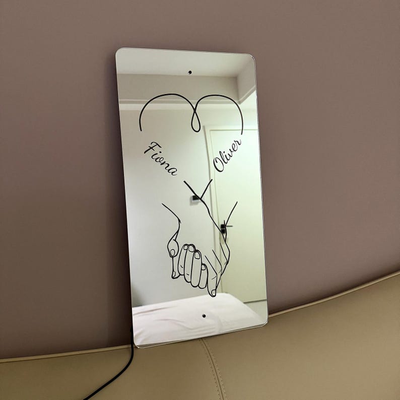Personalized Holding Hands LED Mirror: Custom Couple Night Light - Etsy