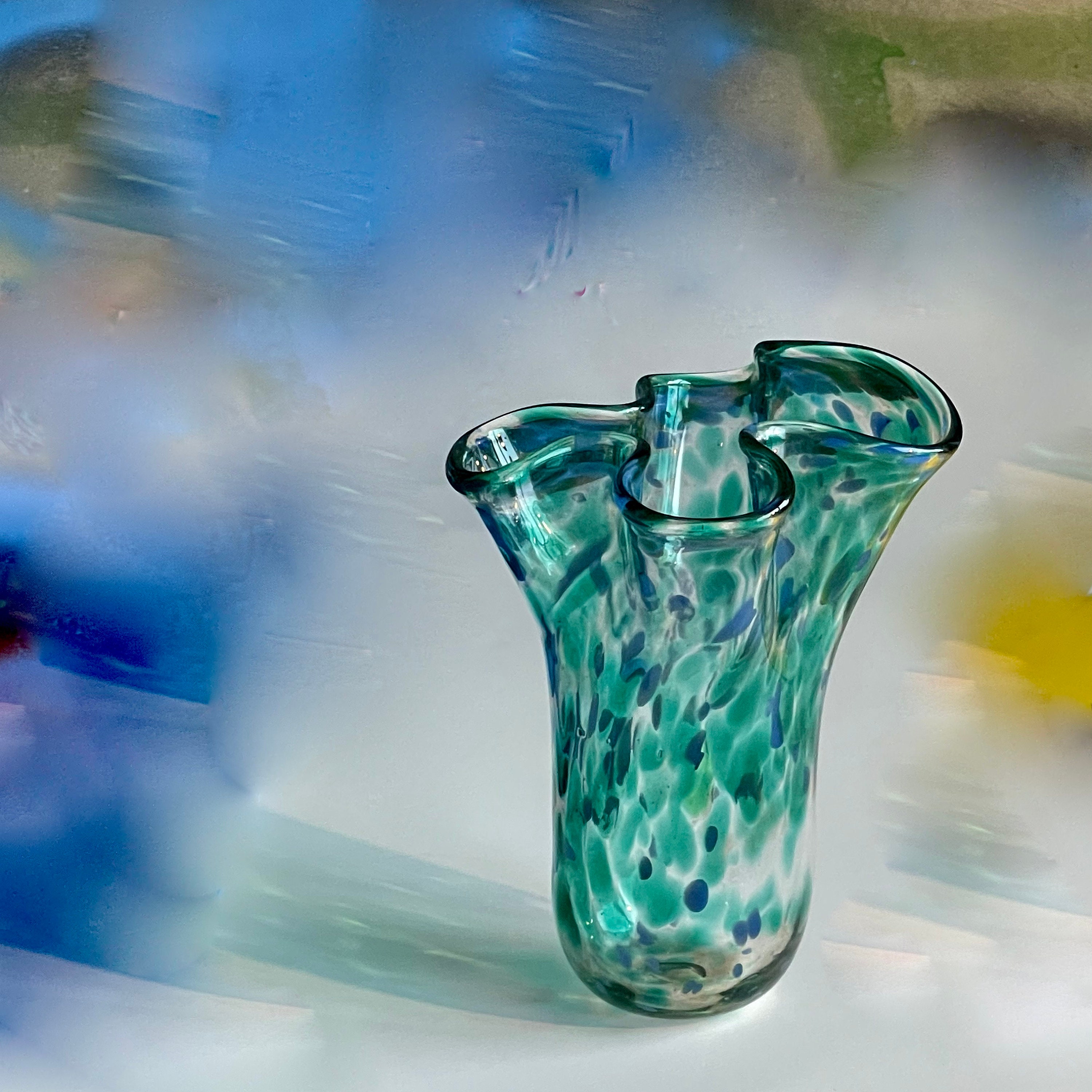 A Vintage Decorative Colorful Art Glass Small Vase Sign S.Y. - Etsy