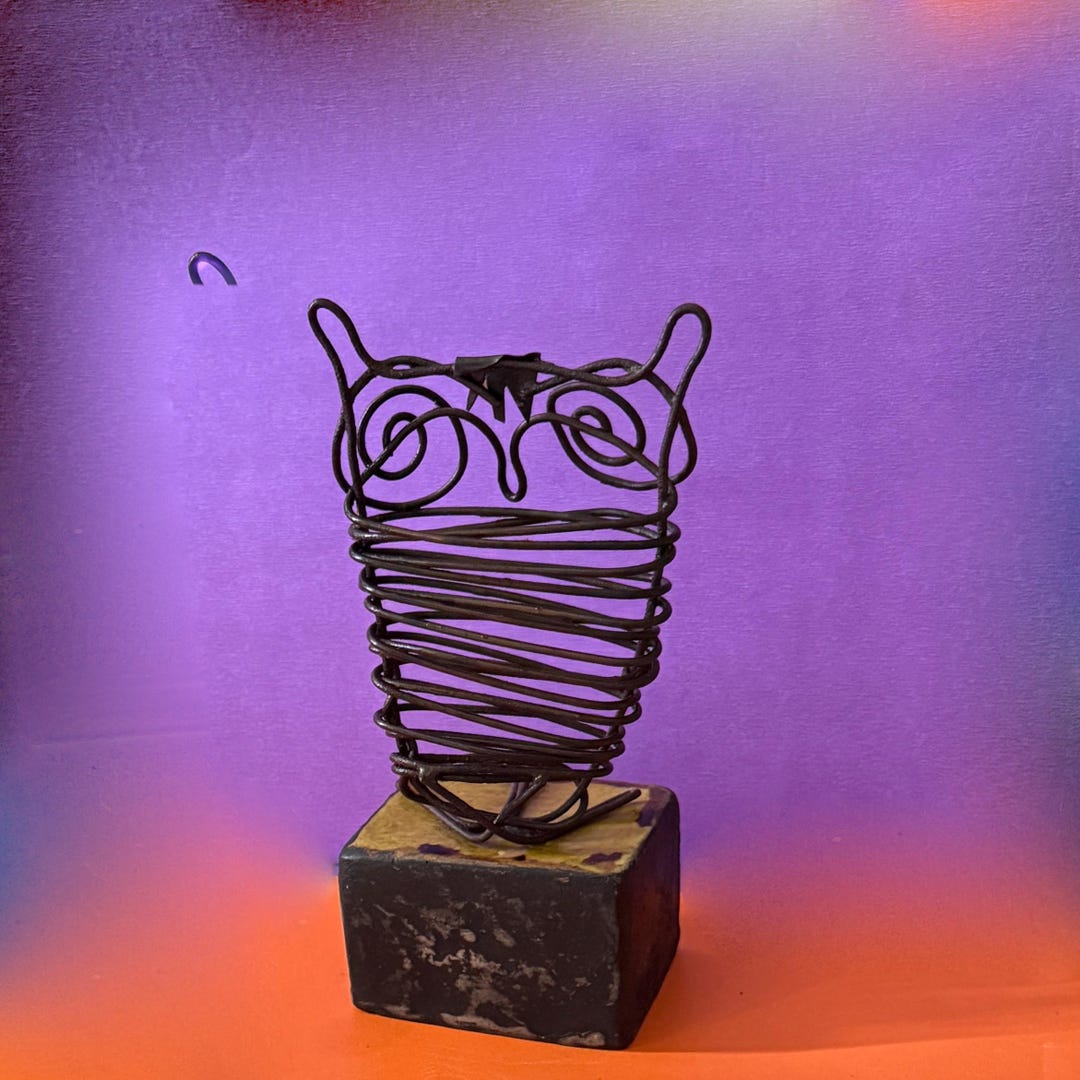 A Vintage Ivo De Santis Metal Owl on Glazed Ceramic Base Sculpture for ...