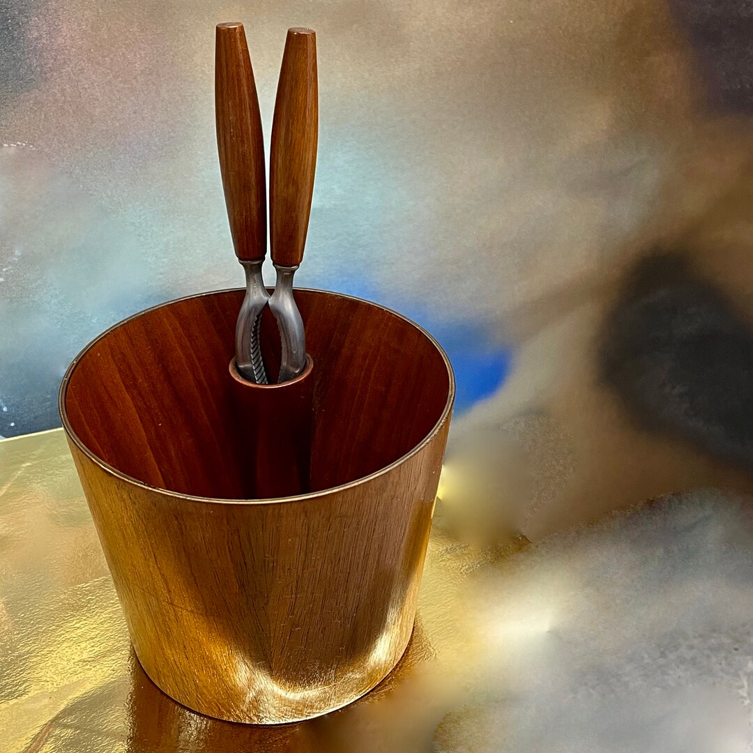 Vintage Teak Nut Bowl With Original Nut Cracker Rainbow Design Sweden ...