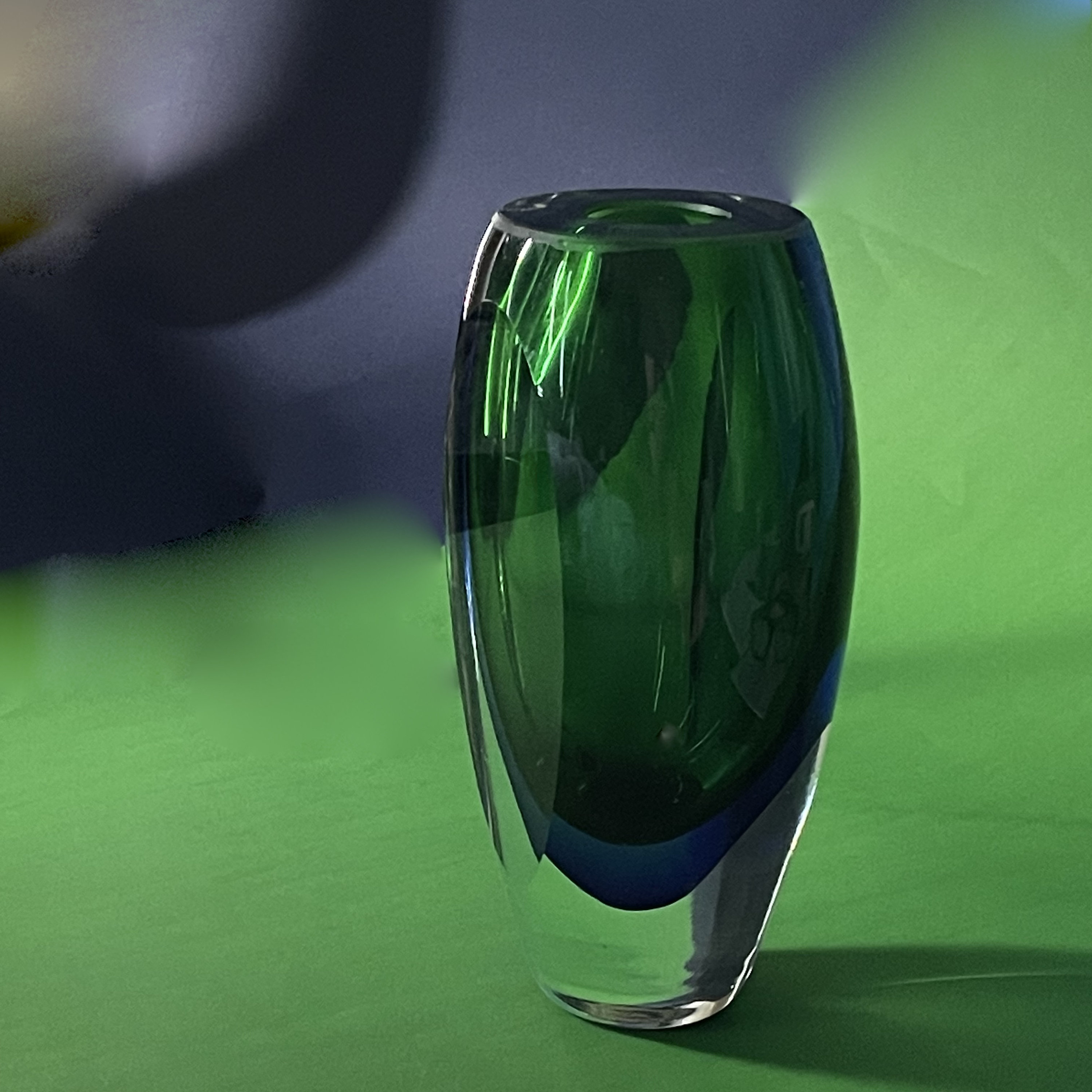 A Quite Nice Large Vintage Kosta Boda Vase in Three Colors Clear- Blue ...