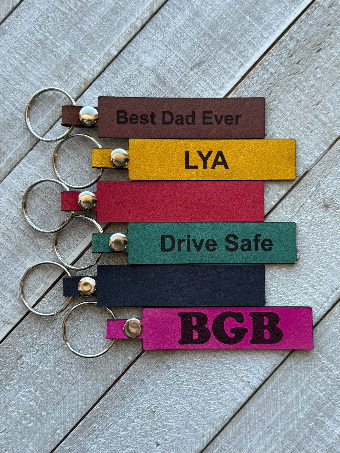 Custom Leather Keychain | Personalized Quote, Initial, Drive Safe Key ...