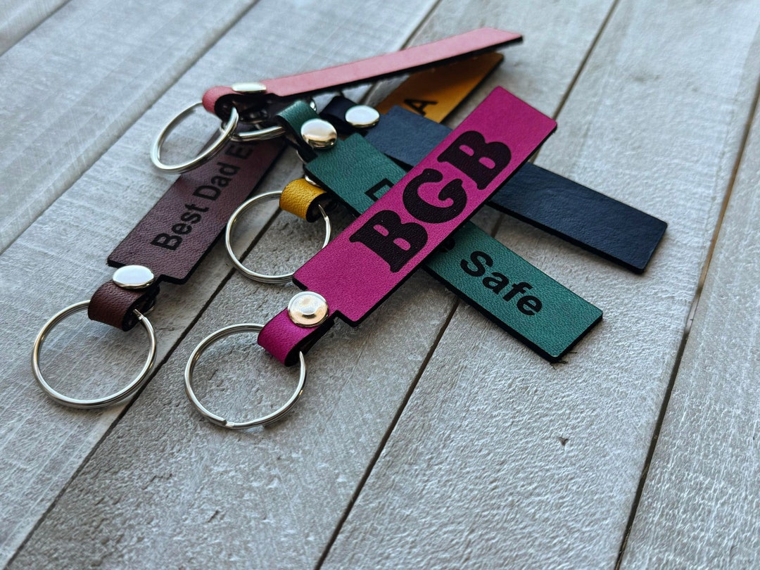 Custom Leather Keychain Personalized Quote, Initial, Drive Safe Key ...