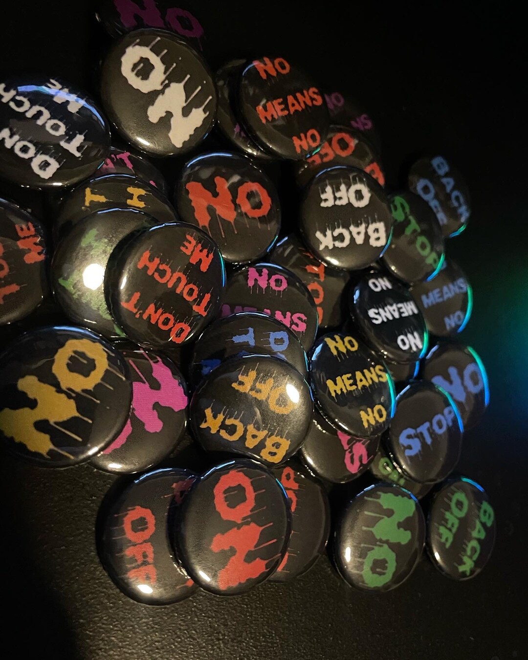 Customizable Consent 1" Pins Buttons Feminists No Means No Back off ...