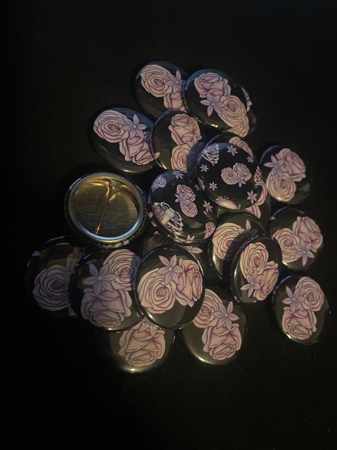 Limited Edition Pastel Goth Rose Buttons: Kawaii Pins Badges - Etsy