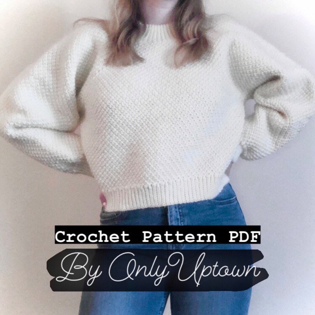 Raglan Slouchy Chunky Cropped Mock-turtleneck Sweater Crochet Pattern ...