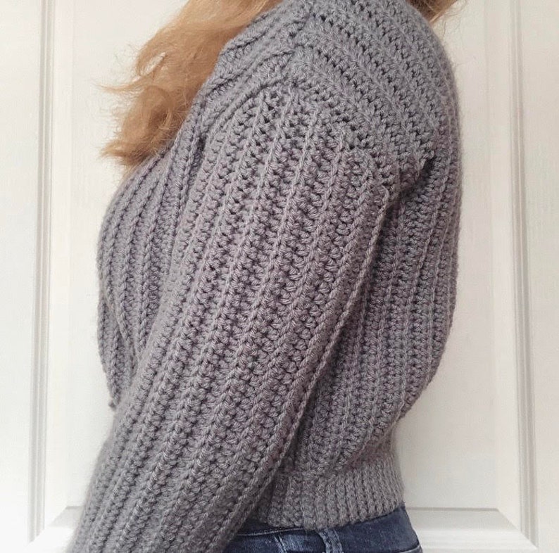 Slouchy Cropped Ribbed Cardigan Crochet Pattern / Crochet Sweater ...