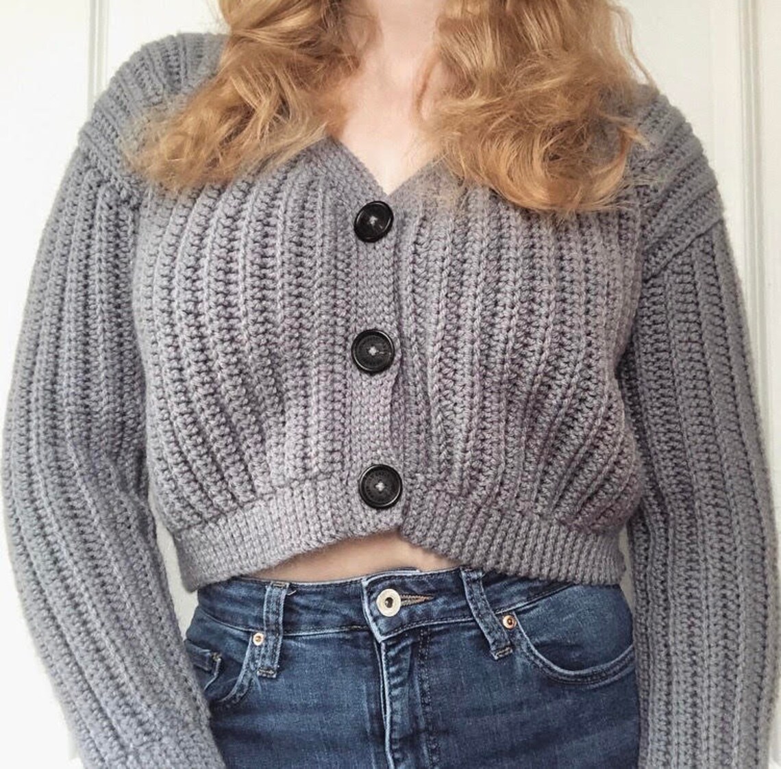 Slouchy Cropped Ribbed Cardigan Crochet Pattern / Crochet | Etsy