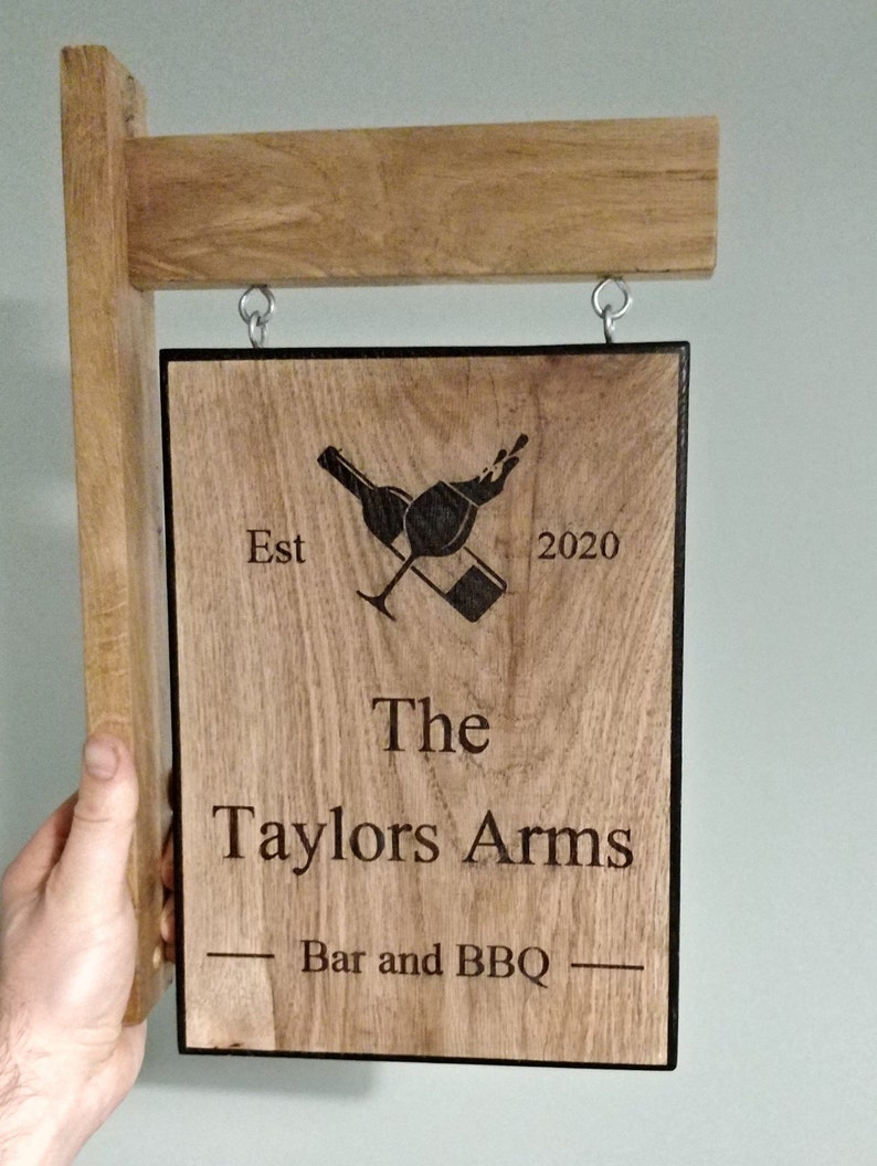 Pub Style Hanging Sign Laser Engraved on Both Sides for House | Etsy