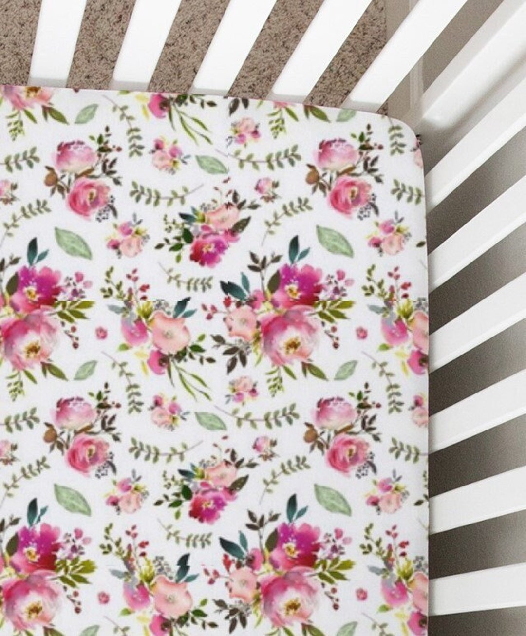 Crib Sheet, Watercolor Floral, Changing Pad Cover, Mini Crib Sheet ...