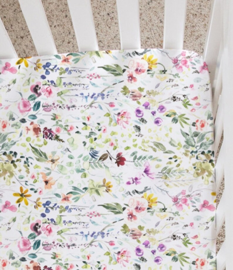 Crib Sheet Girl Wildflowers Baby Bedding Changing Pad Cover - Etsy