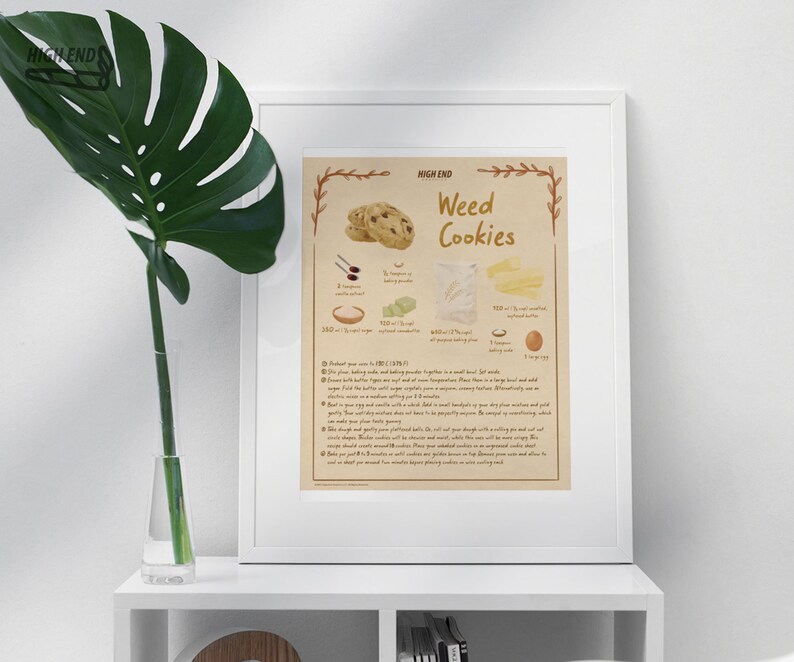 Weed Cookies Poster and Prints, Cannabis Edibles Recipe Infographics ...