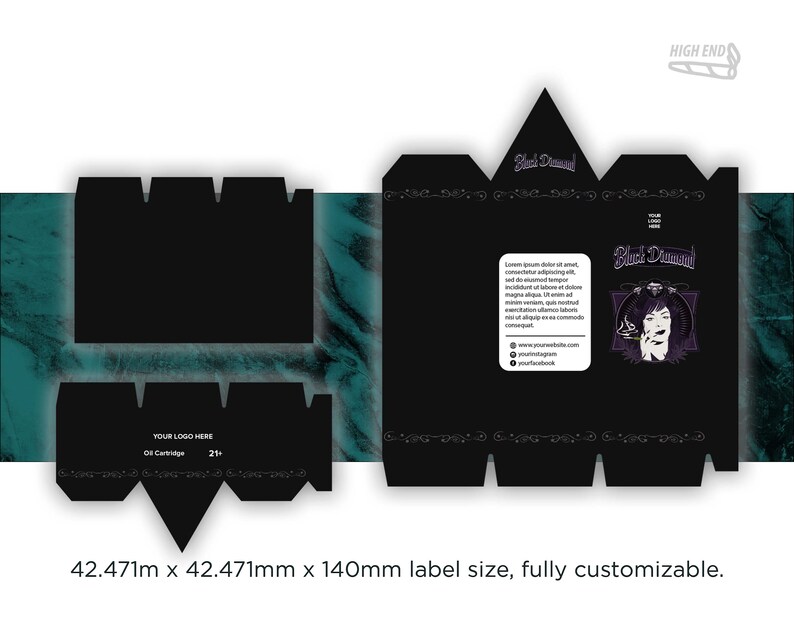 Black Diamond Vape Box Template, Cannabis Vapes, Discreet Packaging ...