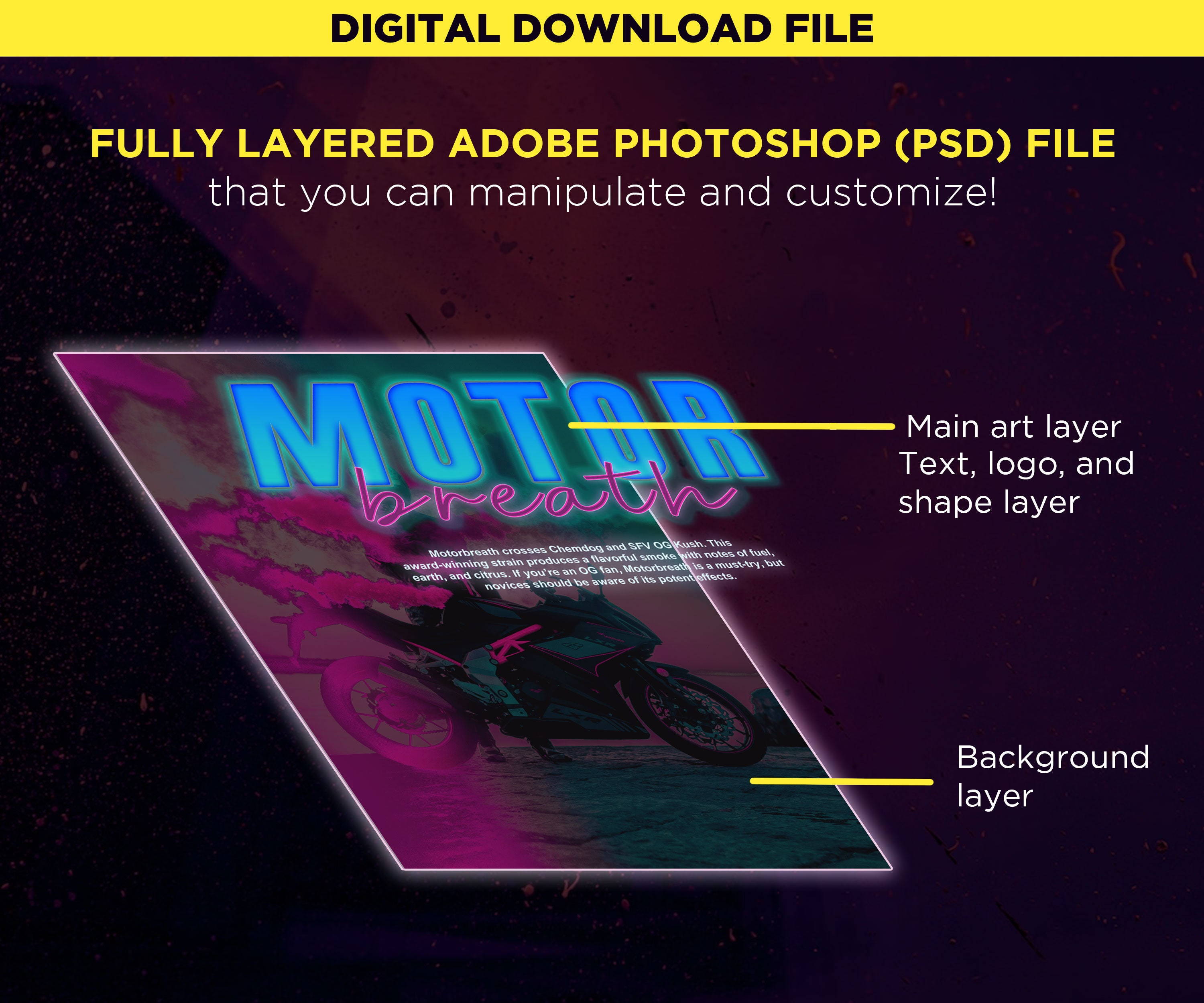 Neon Theme Cannabis Strain Ver 3, Neon Graphics Template, Purple Haze ...