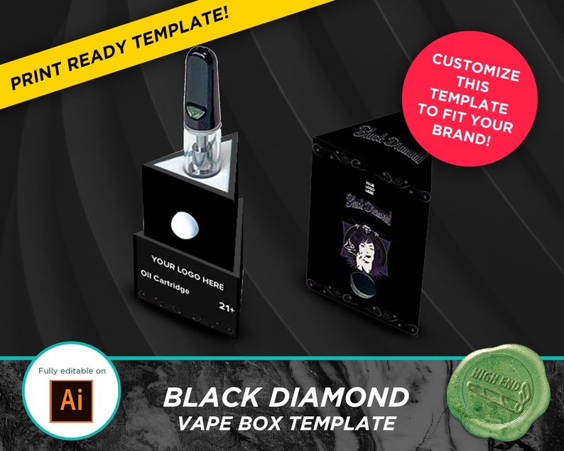 Black Diamond Vape Box Template, Cannabis Vapes, Discreet Packaging ...