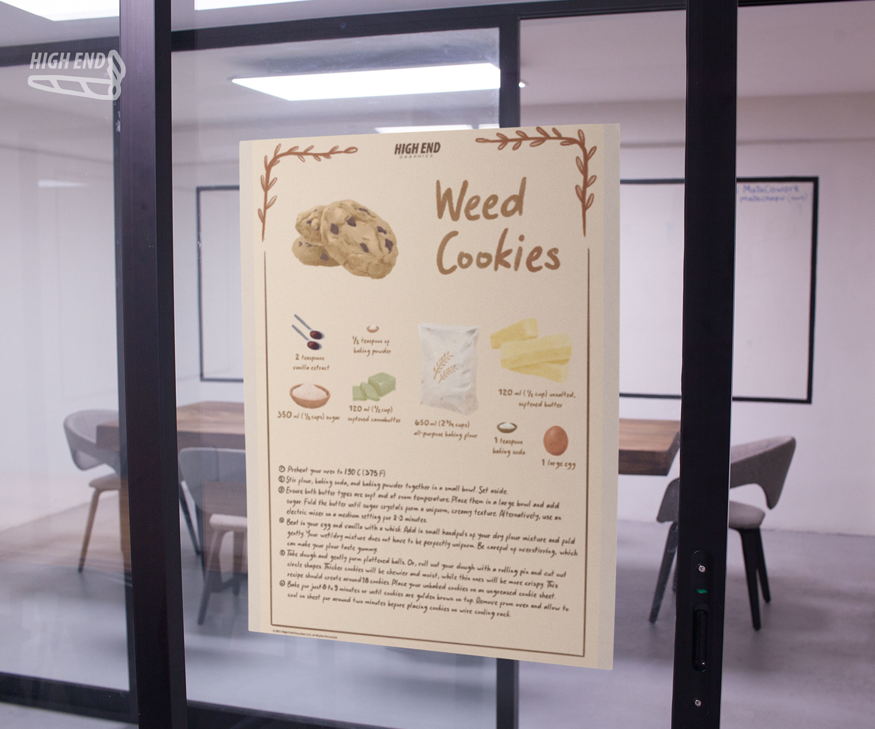 Weed Cookies Poster and Prints, Cannabis Edibles Recipe Infographics ...