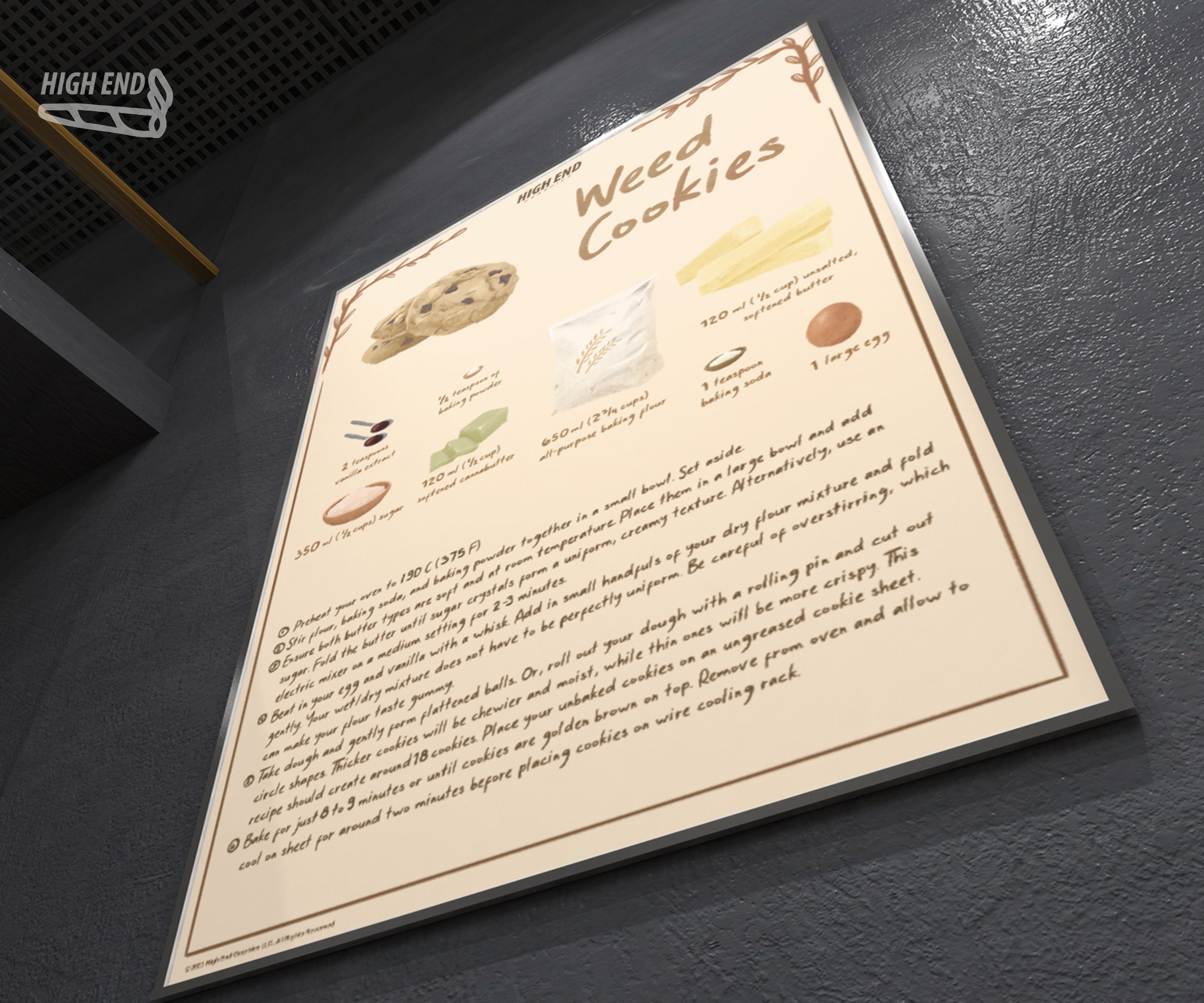 Weed Cookies Poster and Prints, Cannabis Edibles Recipe Infographics ...