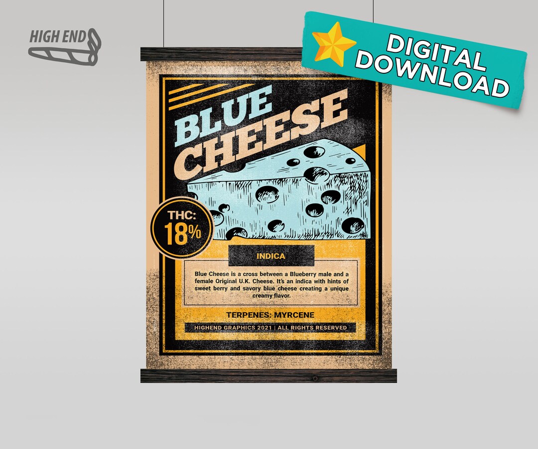 Downloadable Blue Cheese Strain Art Ready to Print Poster. Cannabis ...