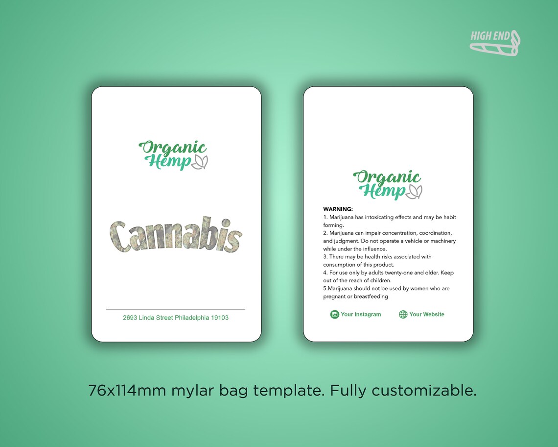 DIY White Minimalist Mylar Bag Template. Pre-made Cannabis - Etsy