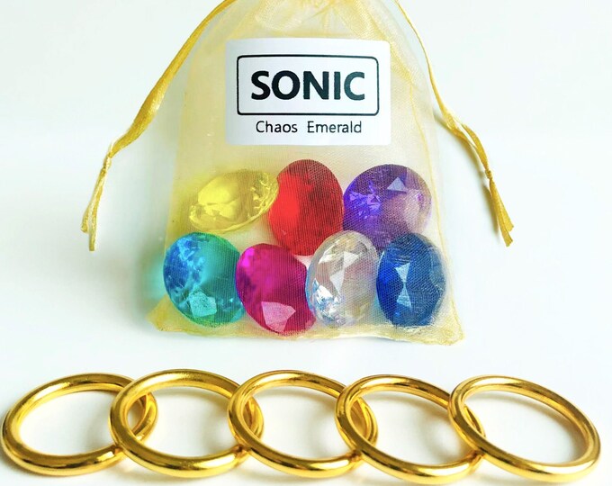 Sonic the Hedgehog / 7 Chaos Emeralds and 5 Power Rings IN A BAG Gifts ...
