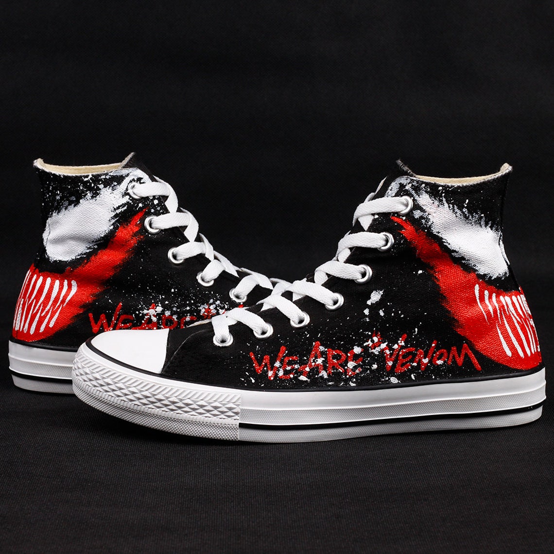 Venom Sneakers High Top Shoes Venom Edward Brock Hand Painted | Etsy