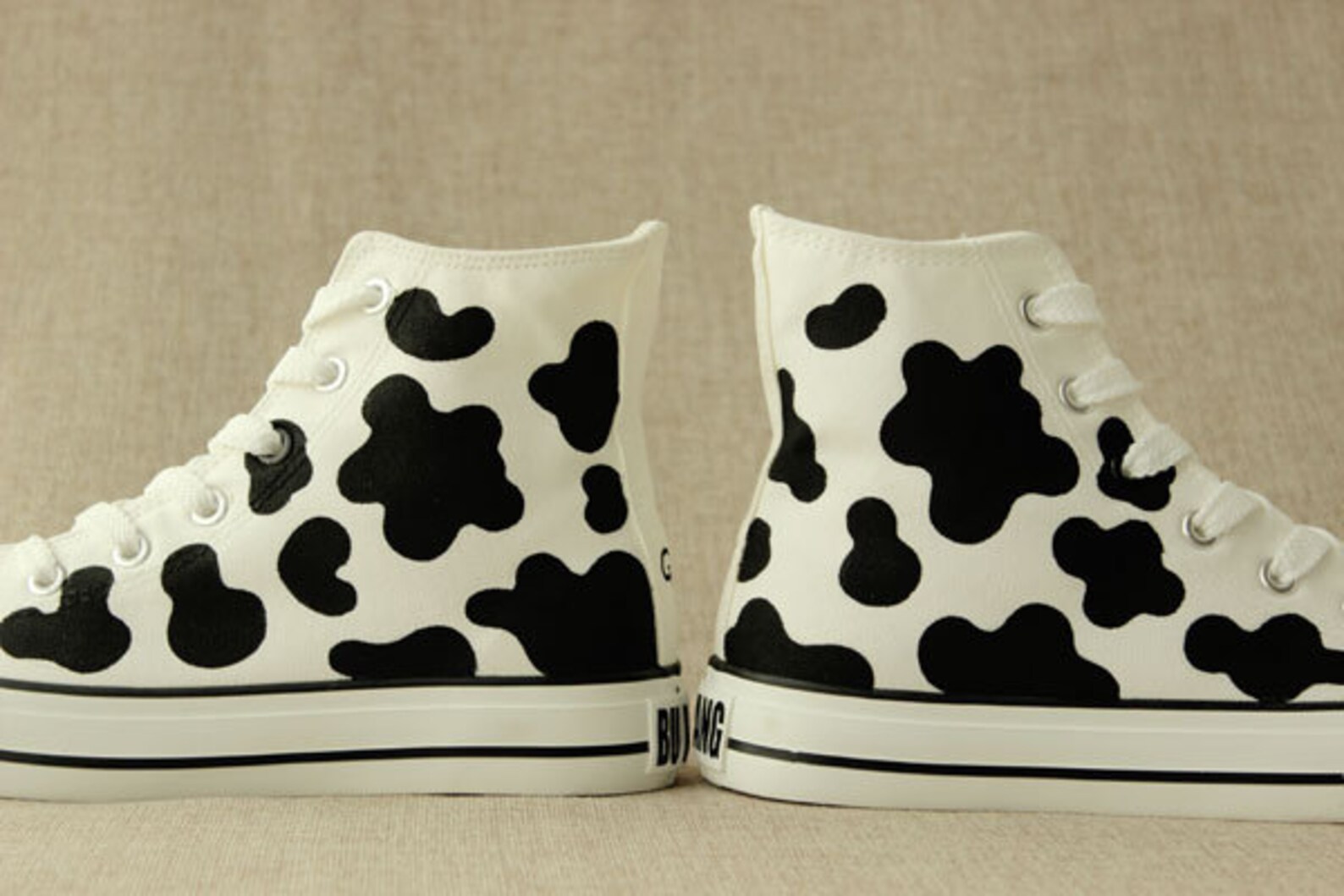 Dairy Cows Style High Top Sneakers Black White Canvas Shoes - Etsy