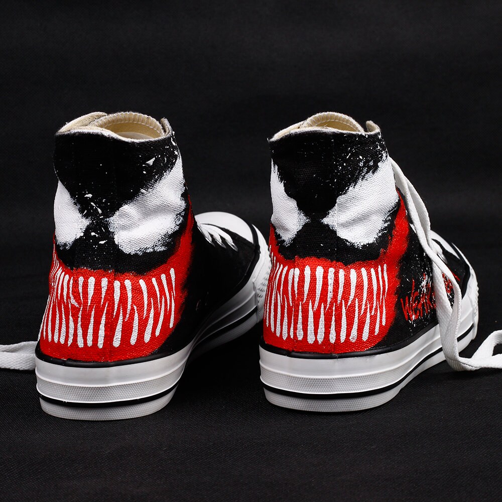 Venom Sneakers High Top Shoes Venom Edward Brock Hand Painted | Etsy