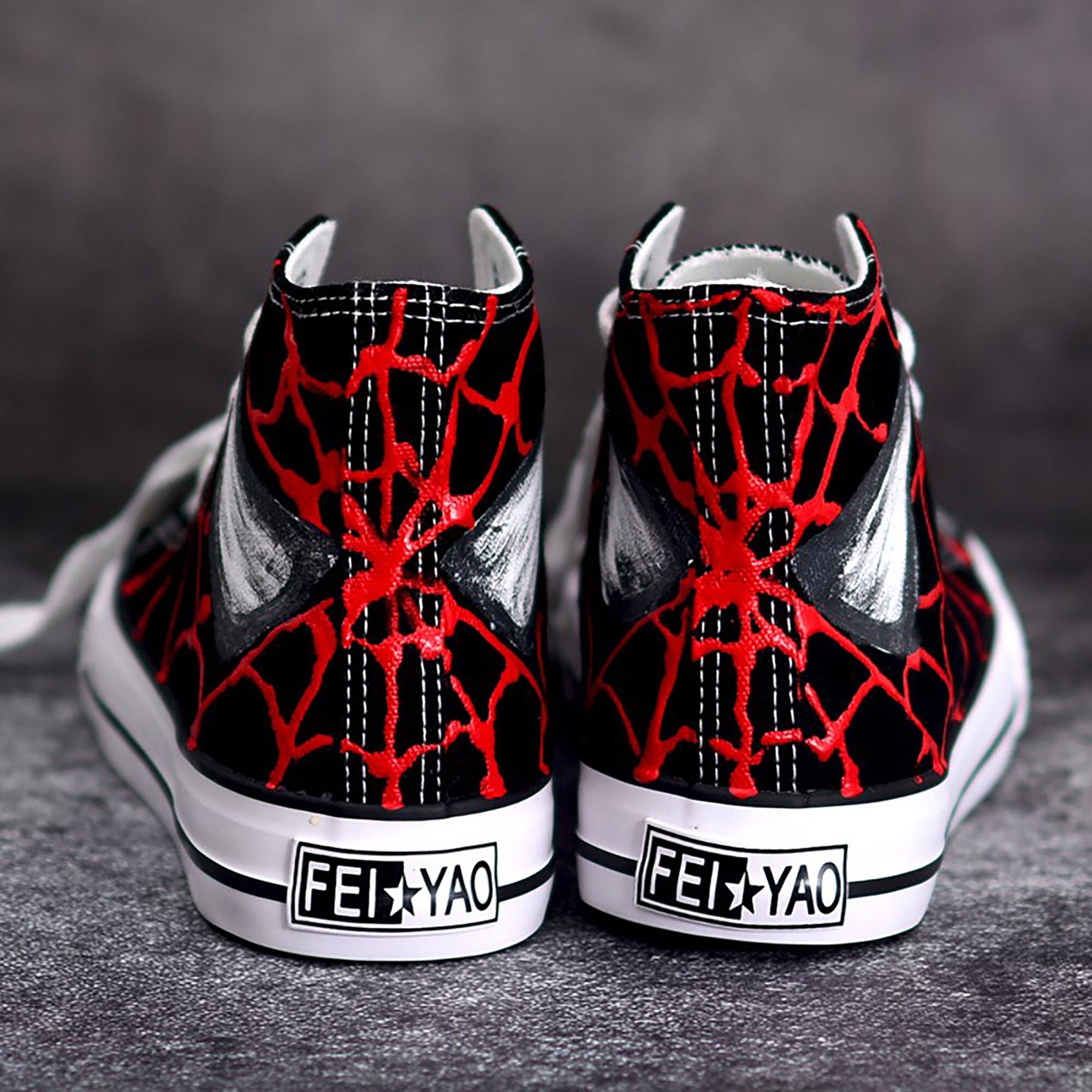 Spider Man Sneakers High Top Shoes Peter Parker Hand Painted Shoes ...