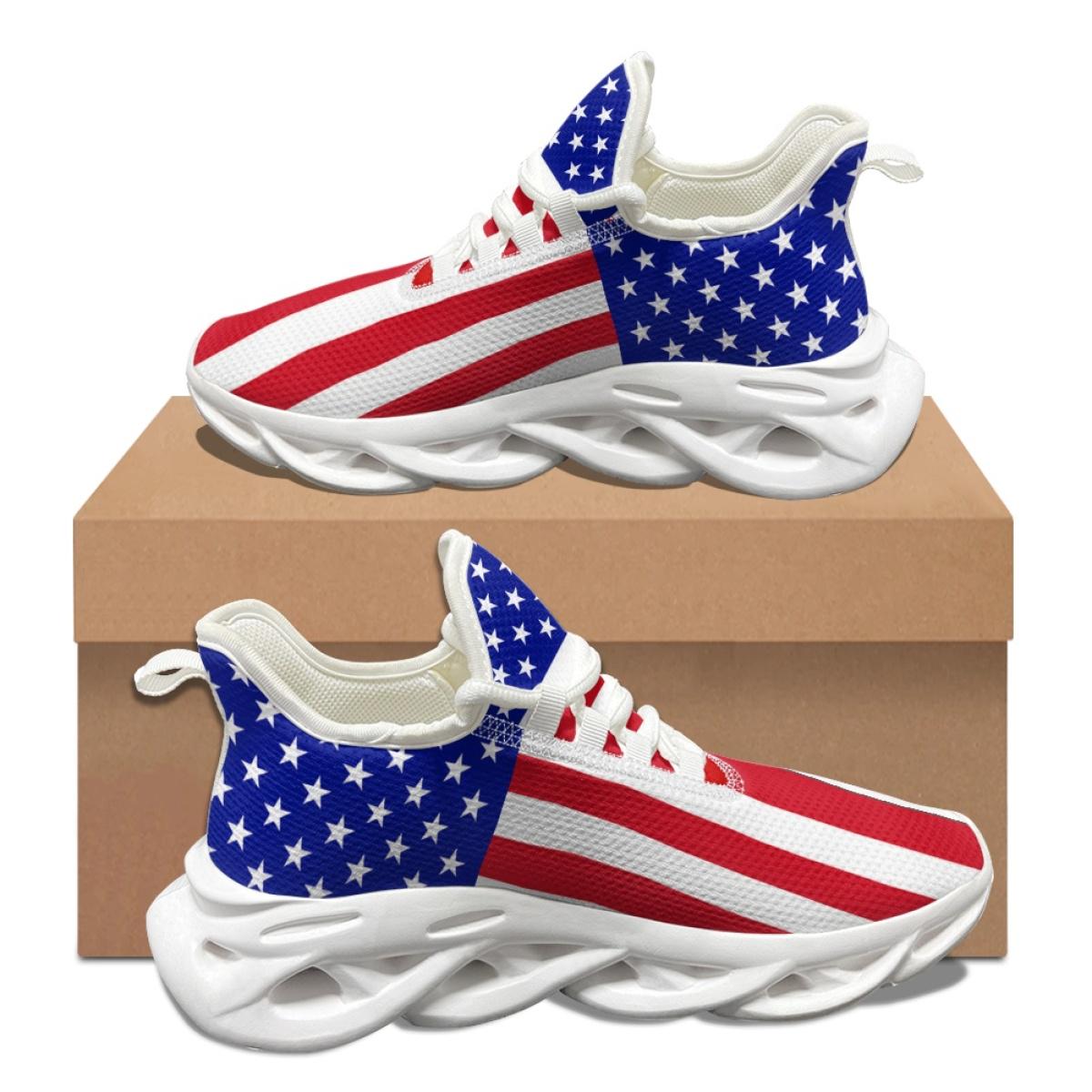 American Flag Sneakers, National Flag, United States Flag Shoes, Red ...