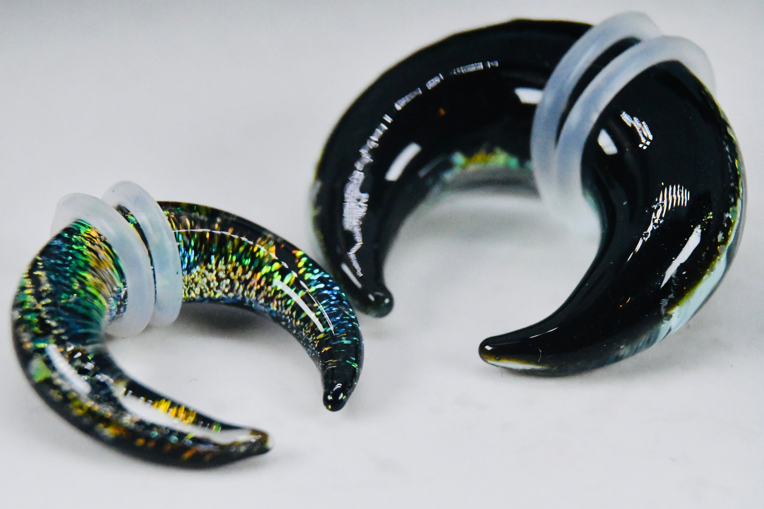 Fire Green Glass Pincher Ear Stretcher Taper Bull Horn Ear - Etsy