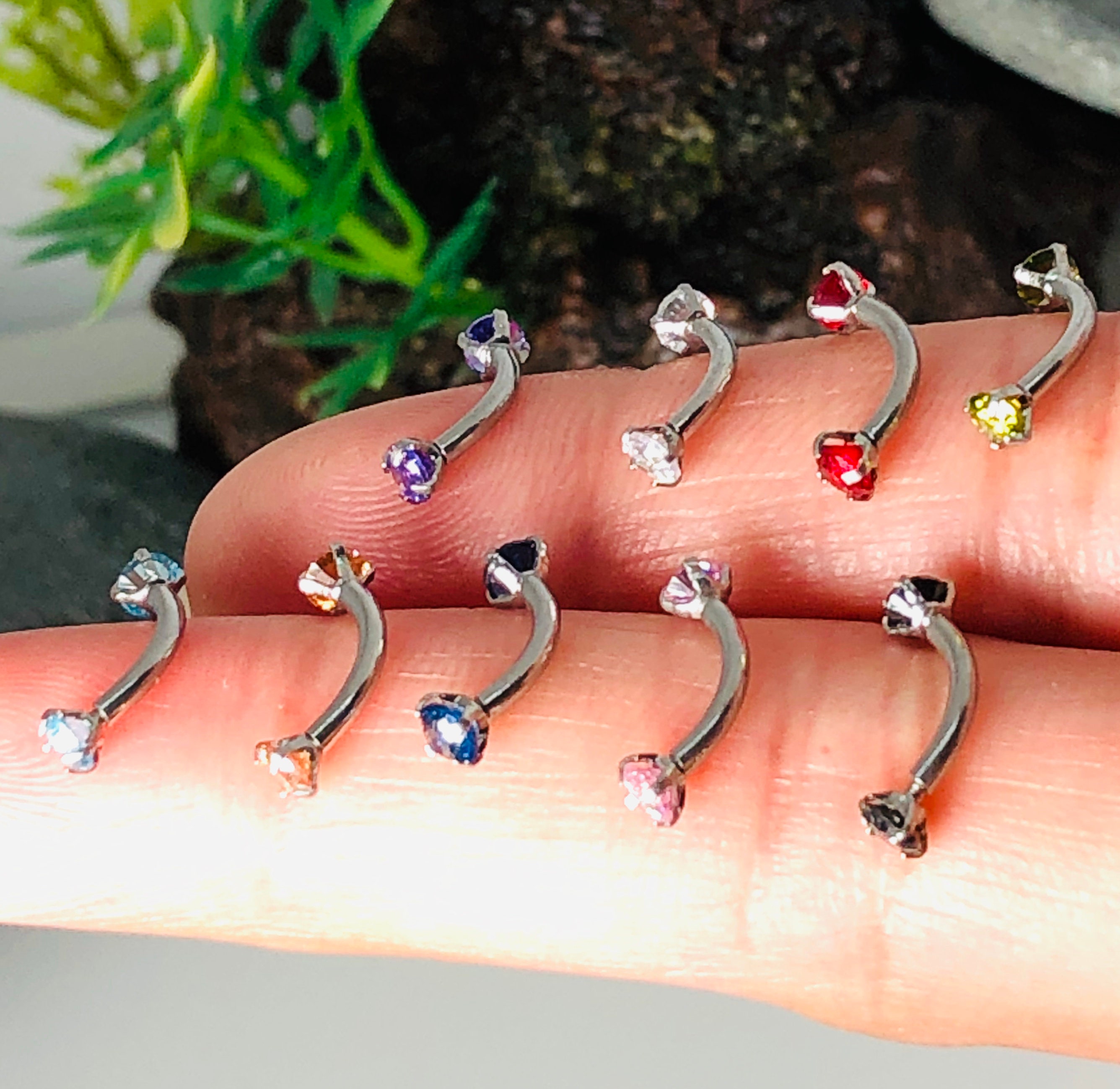 16g 316L Surgical Steel Dainty Curved Crystal Eyebrow Barbell - Etsy UK