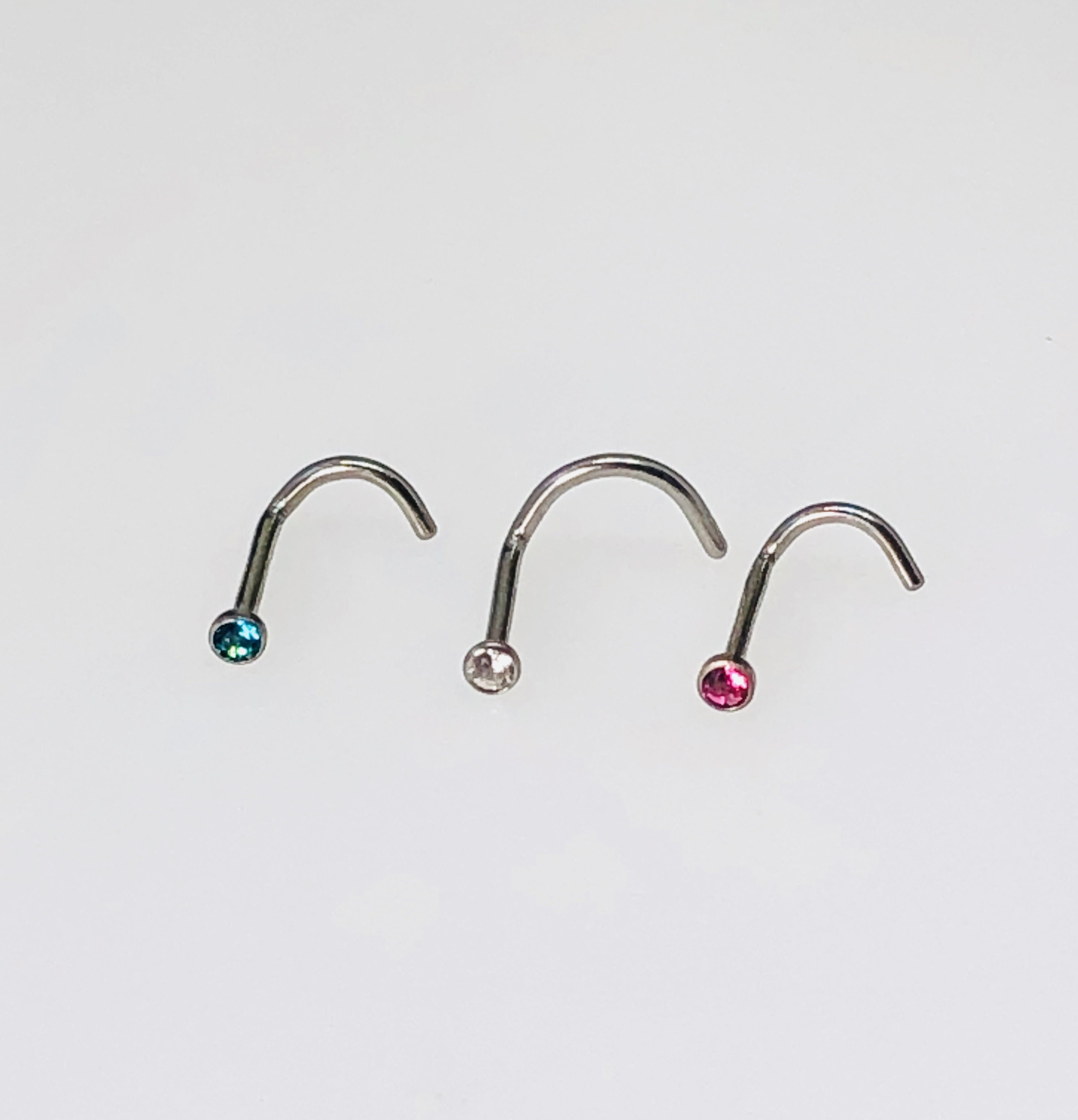 18G 20G Tiny G23 Titanium Crystal Curved Screw in Nose Stud - Etsy UK