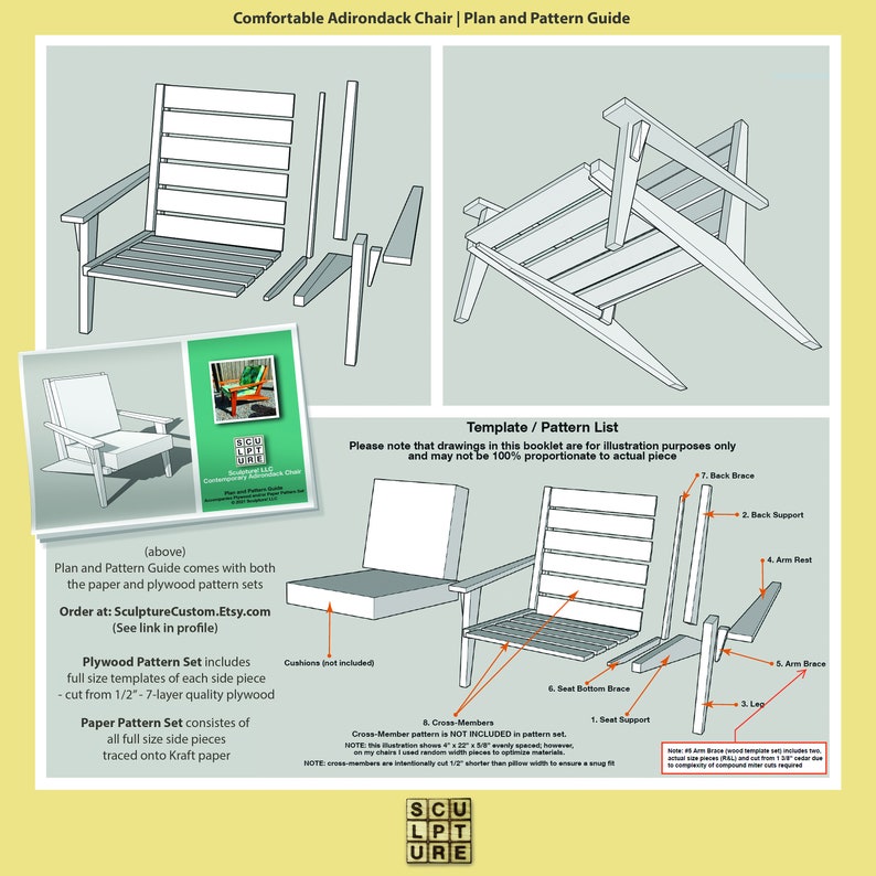 Comfortable and Contemporary Adirondack Chair Pattern or - Etsy