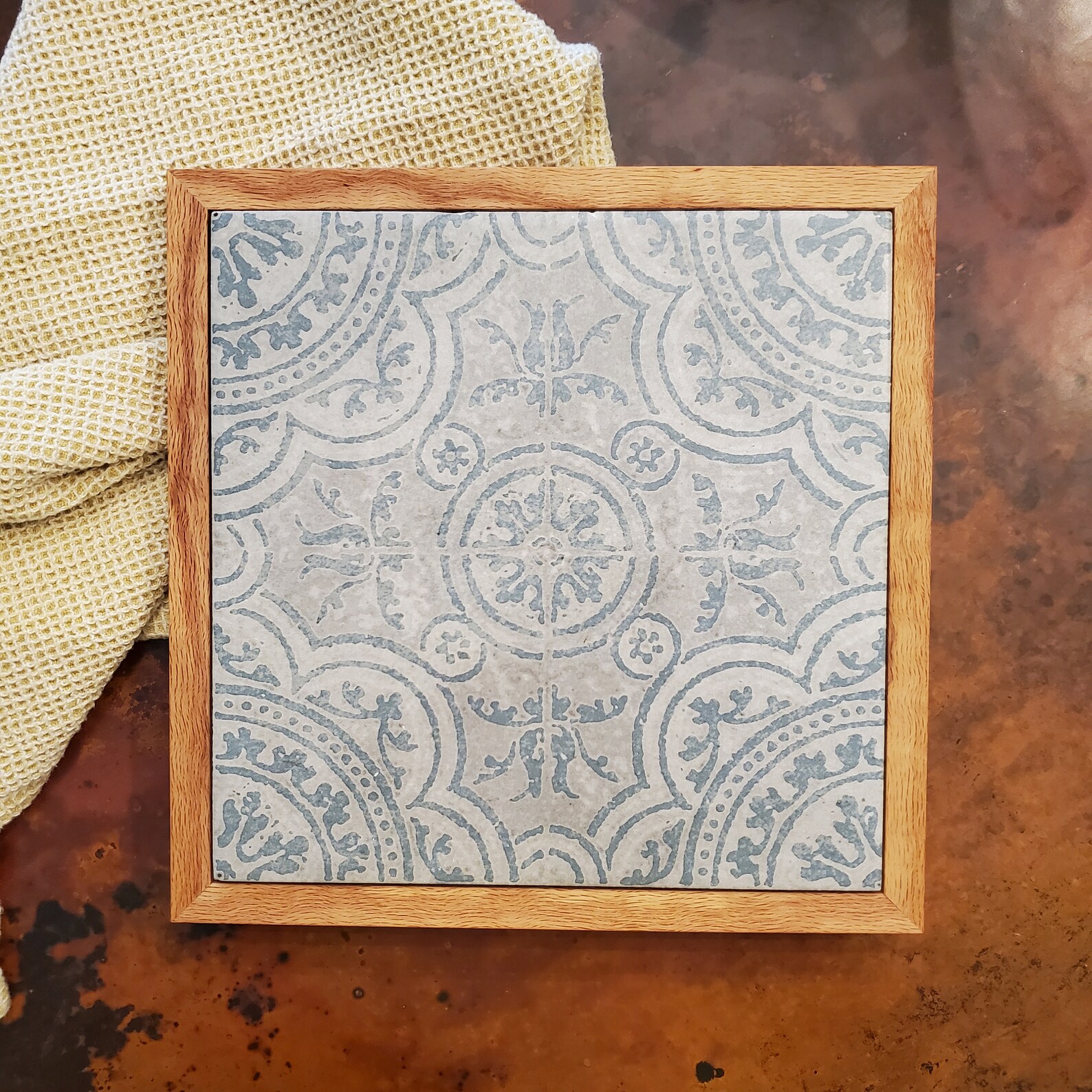 Handcrafted Wood and Ceramic Tile Trivet Weathered Lace Blue - Etsy