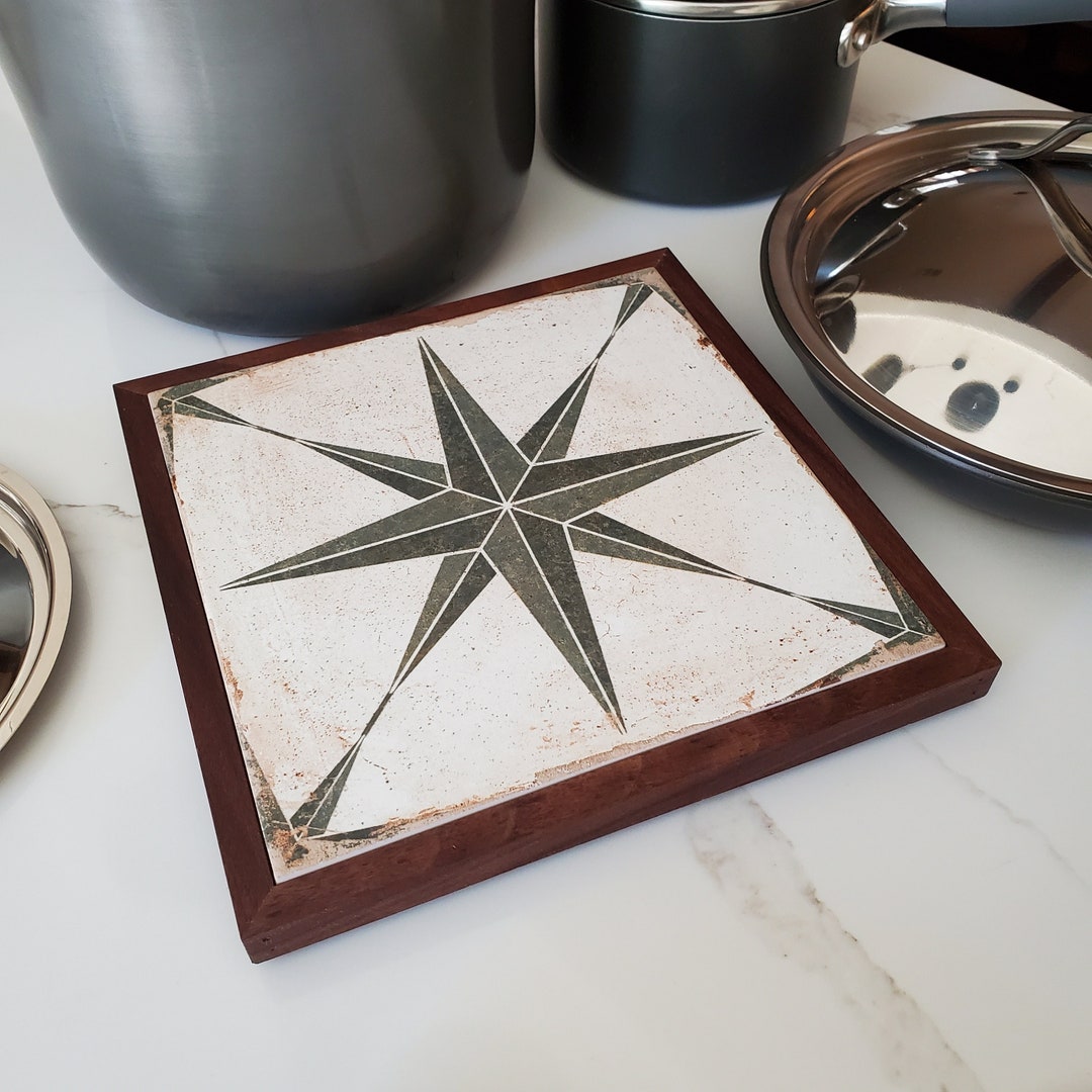 Handcrafted Wood and Ceramic Tile Trivet – Star - Modern - Rustic - Etsy