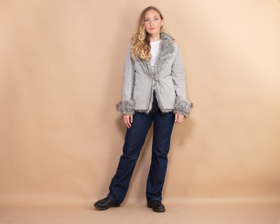 Faux Penny Lane Jacket, Size XS, Gray Penny Lane Fur Jacket, Vintage ...