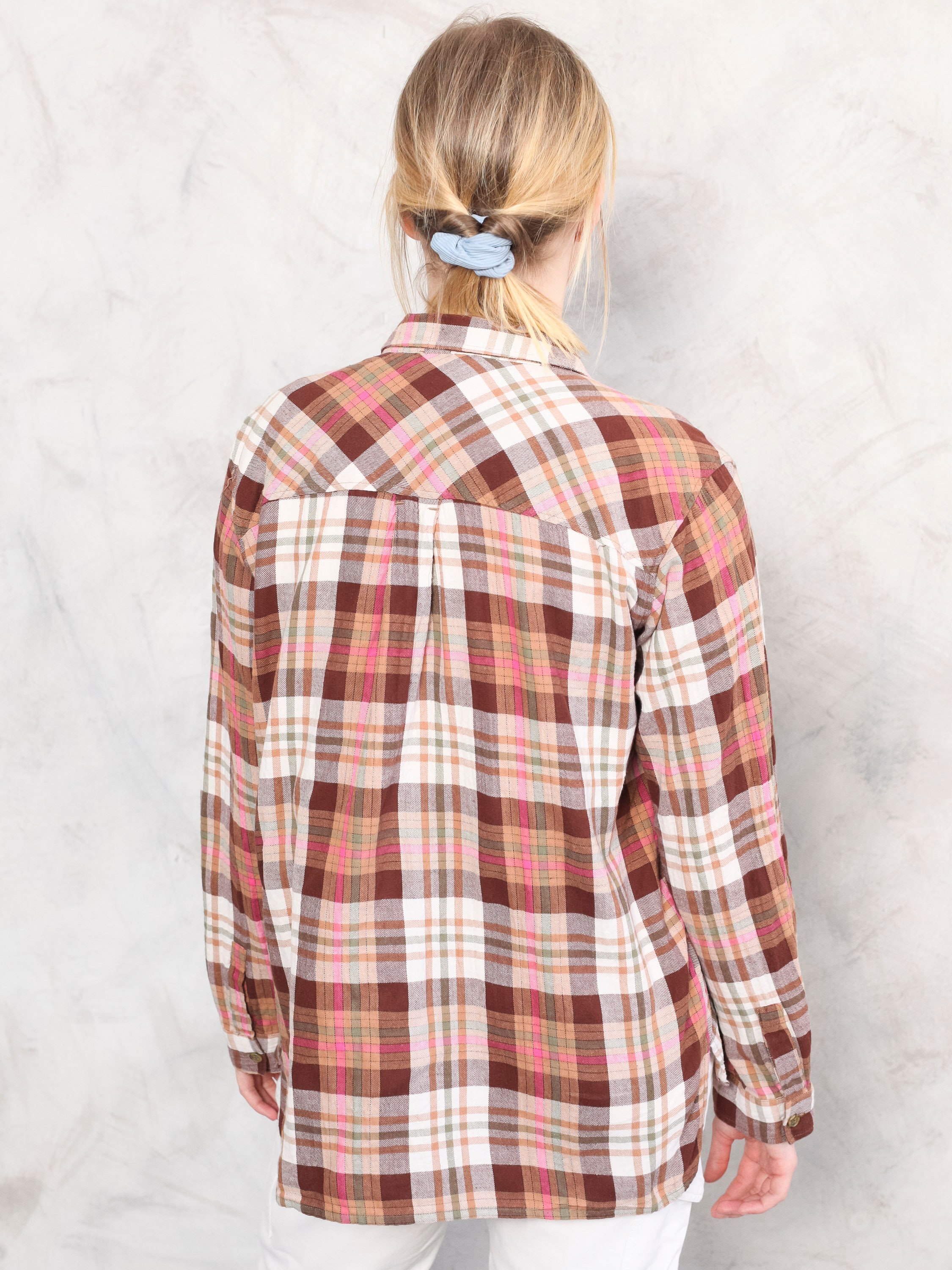 Vintage Plaid Shirt 90s retro women flannel shirt check print | Etsy