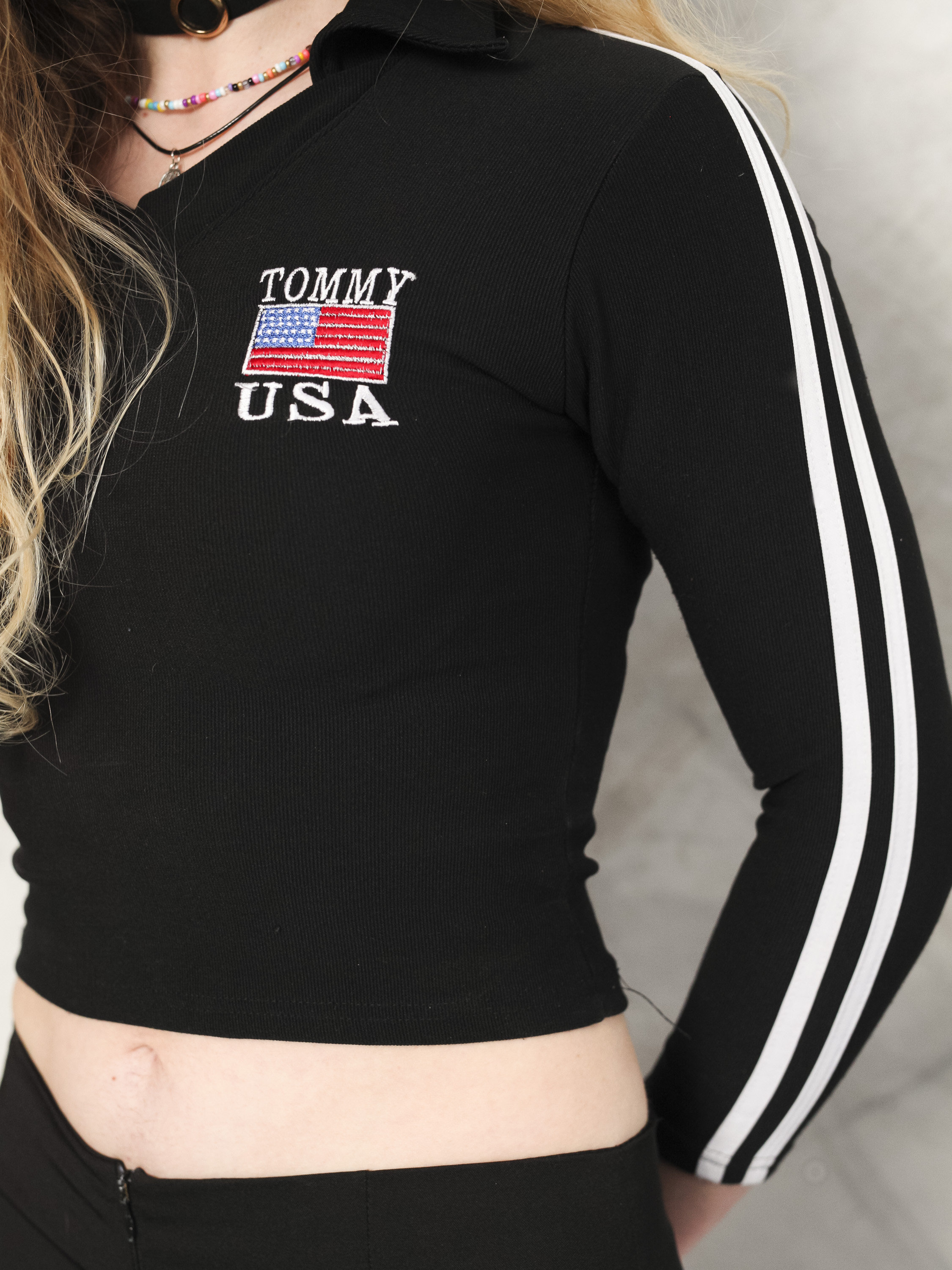 Y2K Cropped Top Black 2000s Sport Top Crop Tight Tee Long - Etsy UK