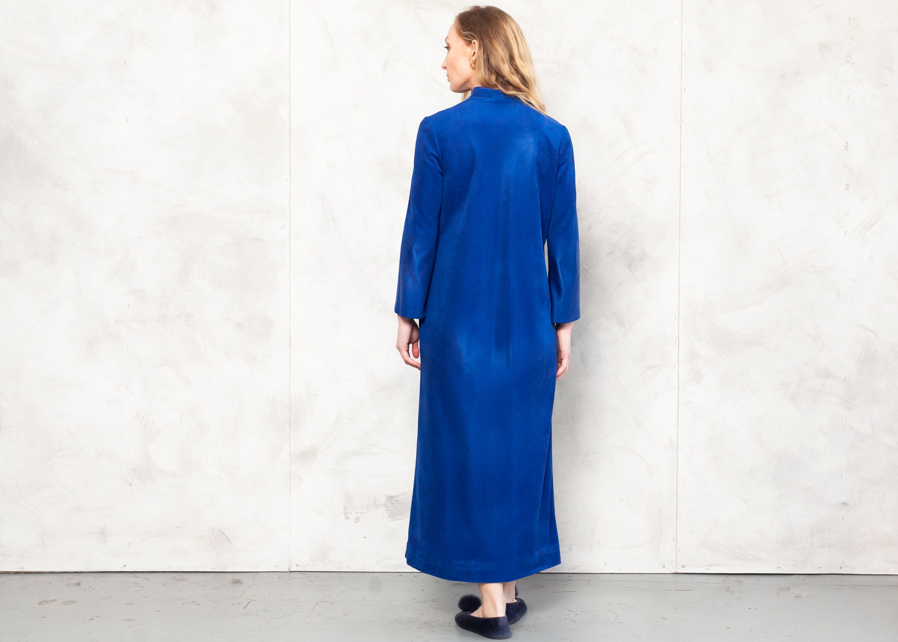 Blue Velvet Robe Vintage 90s Morning Robe Women Bath Robe - Etsy