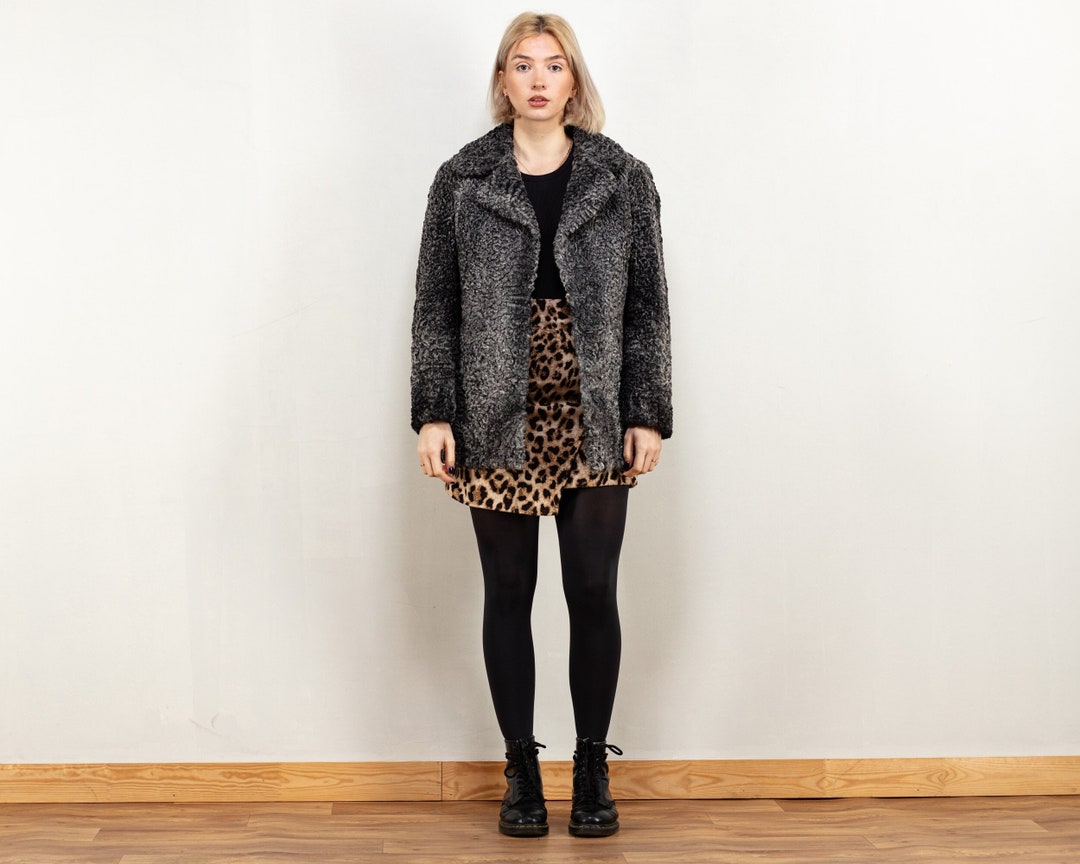 70's Karakul Jacket Vintage Grey Women Fur Jacket Uzbekistan Lamb Fur ...