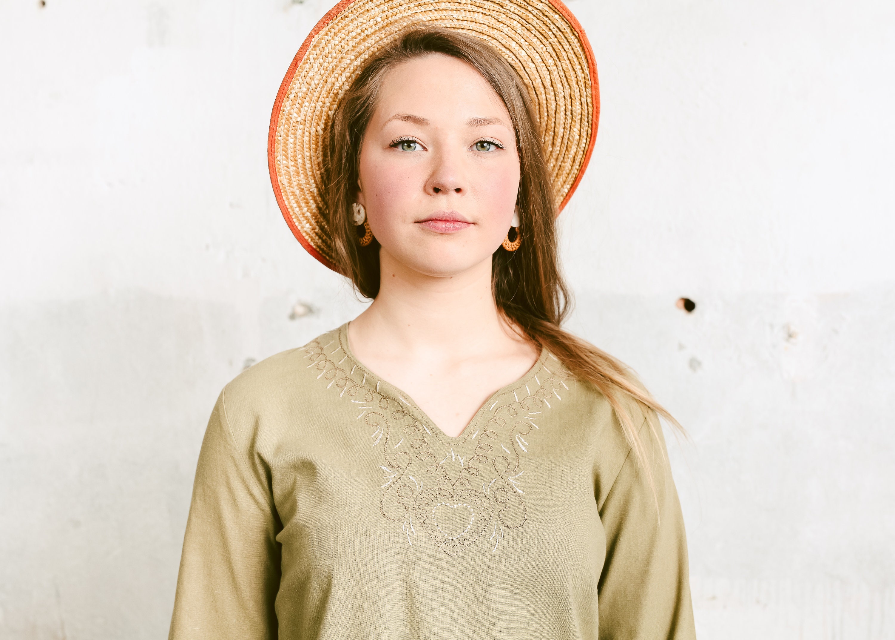 70s Boho Dress Vintage Women Clothing Summer Khaki Indie - Etsy