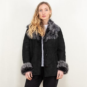 Penny Lane Jacket Vintage 90's Blue Duck Made in USA Shearling Black ...