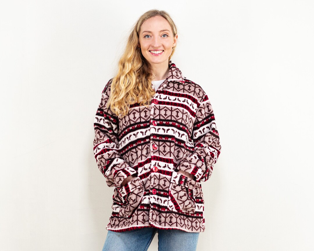 Fleece Jacket, Vintage Jacket, Size Large, Mexican Women Jacket ...