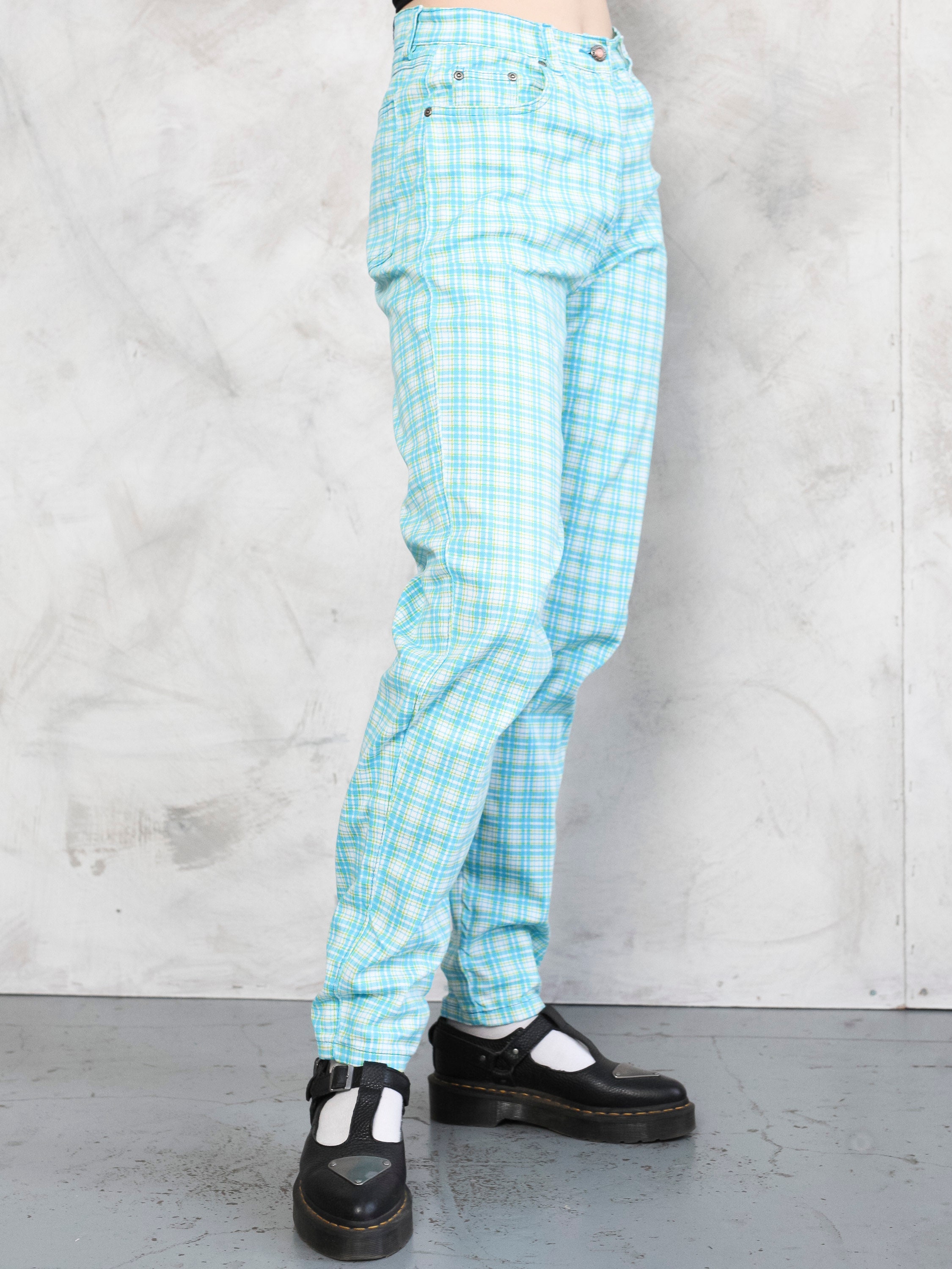 Plaid Summer Pants 80s Checkered Nerd Pants Lightweight Check - Etsy