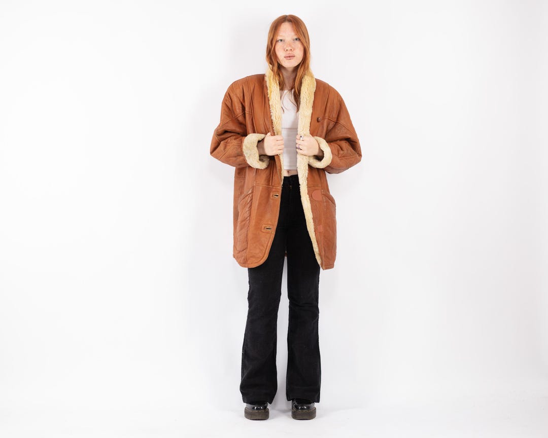 80s Vintage Shearling Sheepskin Coat, Western Overcoat, Size XXL - Etsy