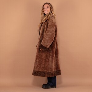 Women 60s Sheep Fur Maxi Coat, Size 3XL, Vintage Real Sheep Wool Teddy ...