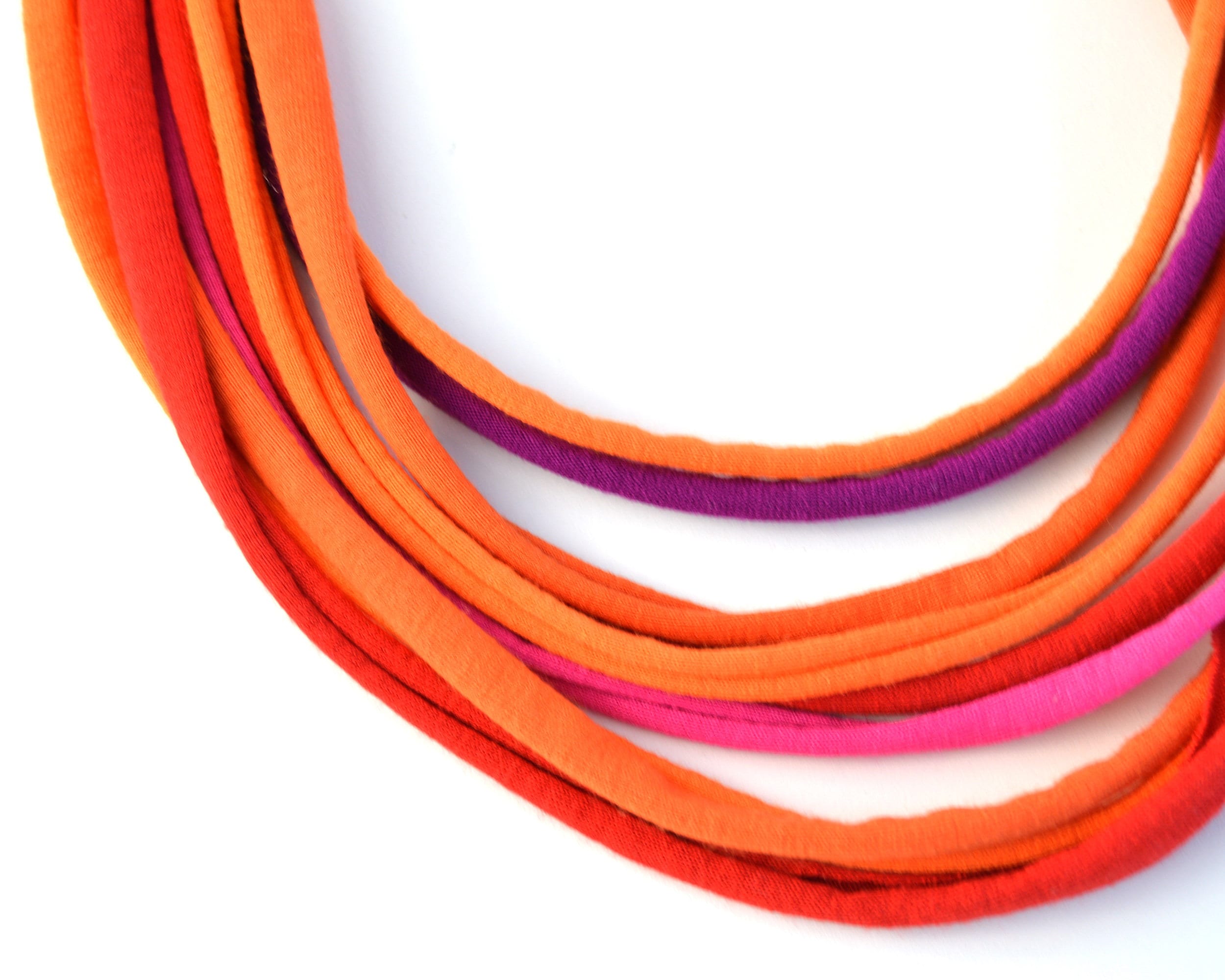 Multicolor Fabric Necklace, Colorful Handmade Necklace, Fabric Strip ...